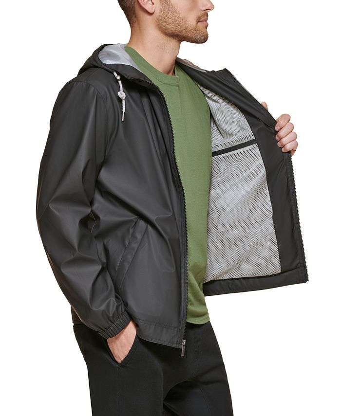 Club Room Men's Rubberized Lightweight Hooded Rain Jacket, Created for ...