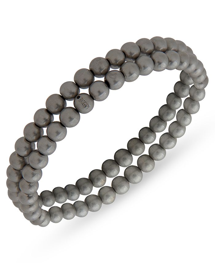 DKNY Men's Two Row Beaded Stretch Bracelet - Macy's
