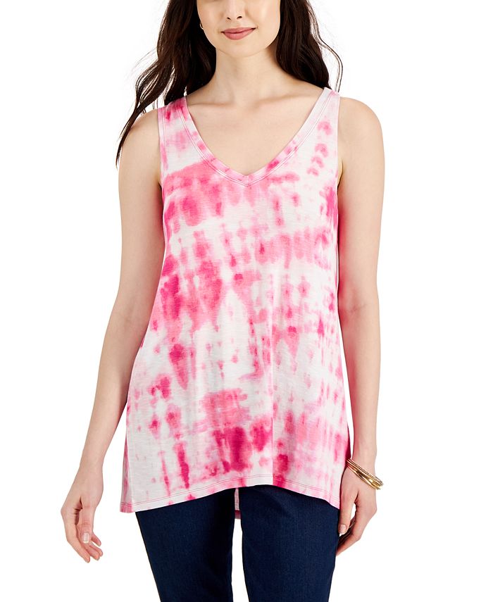 Style & Co Women's Tie-Dyed Drapey Tank Top, Created for Macy's - Macy's