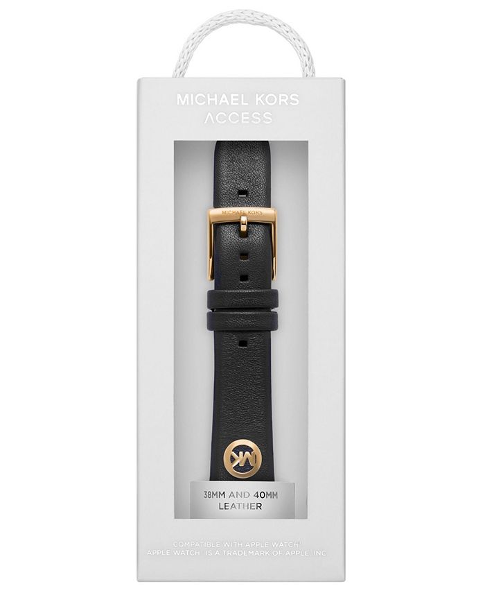 Michael Kors Black Leather Band for Apple Watch 38mm and 40mm - Macy's