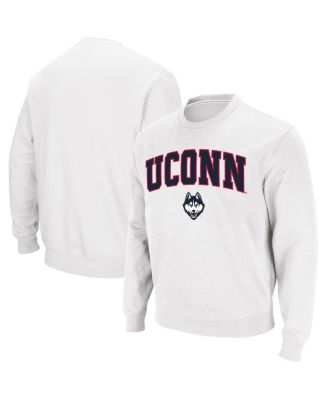 Men's Colosseum White UConn Huskies Arch & Logo Crew Neck Sweatshirt ...