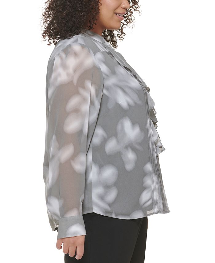 Calvin Klein Plus Size Ruffle-Front Blouse - Macy's