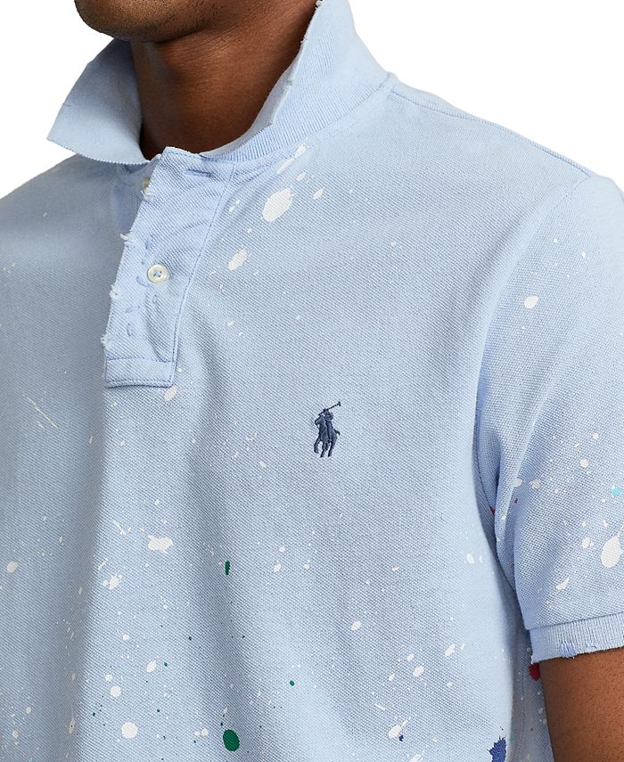 Polo Ralph Lauren Men's Custom Classic Fit Paint-Splatter Mesh Polo - Macy's