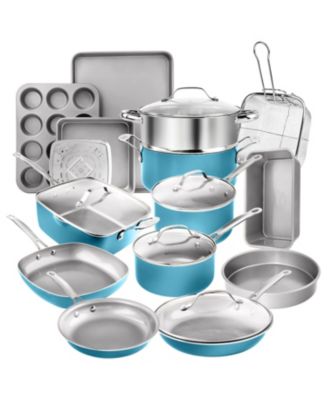 Gotham Steel 20-Pc. Nonstick Ti-Ceramic Cookware & Bakeware Set, Aqua ...