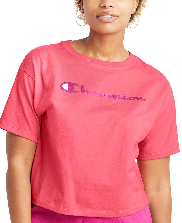 Champion Women's Logo Cropped T-Shirt - Macy's Champion Women's Logo Cropped T-Shirt - Macy's