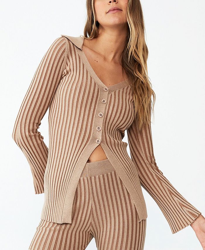 COTTON ON Women's Two Tone Rib Knit Cardigan - Macy's