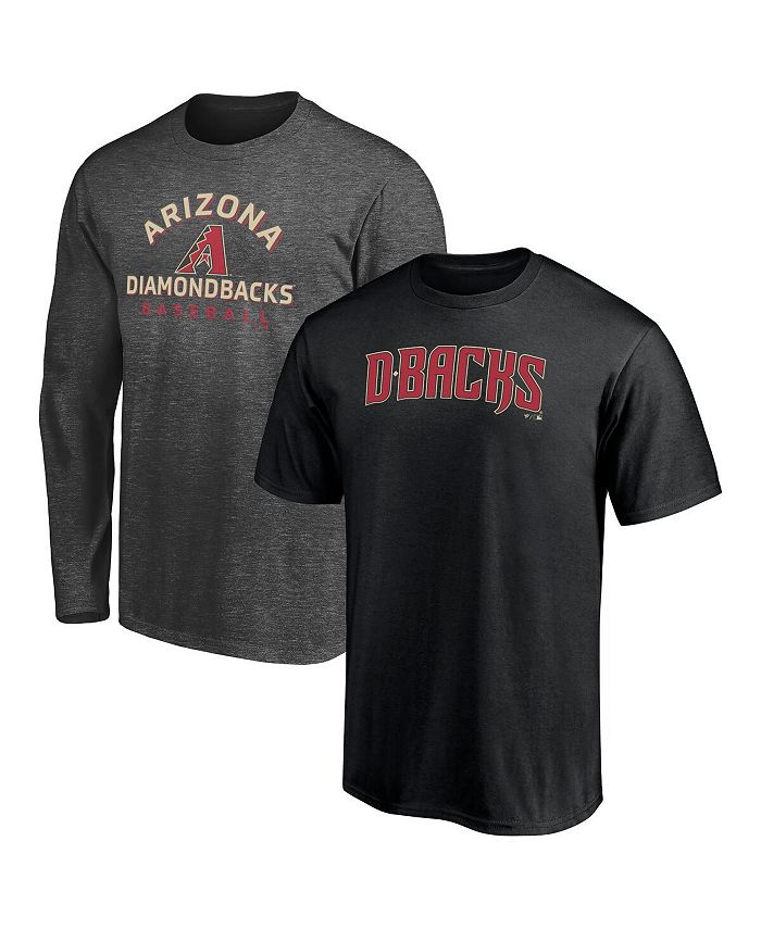 Fanatics Men's Black, Heathered Charcoal Arizona Diamondbacks T-shirt ...