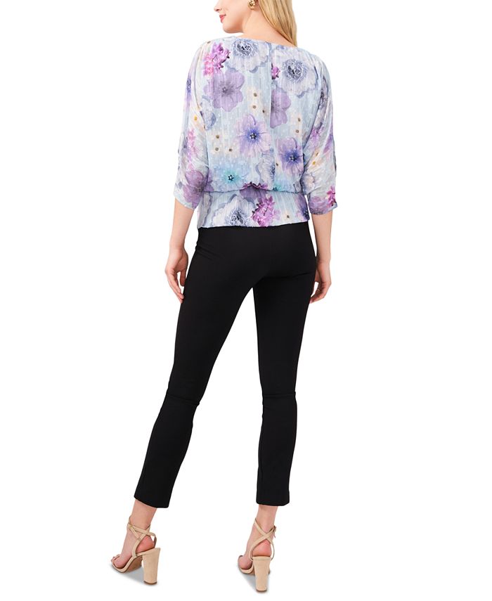 MSK Printed Embellished Blouson Top - Macy's