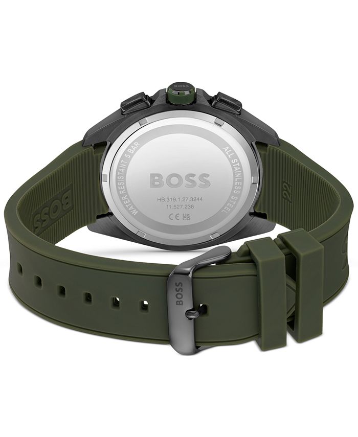 Hugo Boss Men's Volane Chronograph Green Silicone Strap Watch 44mm - Macy's