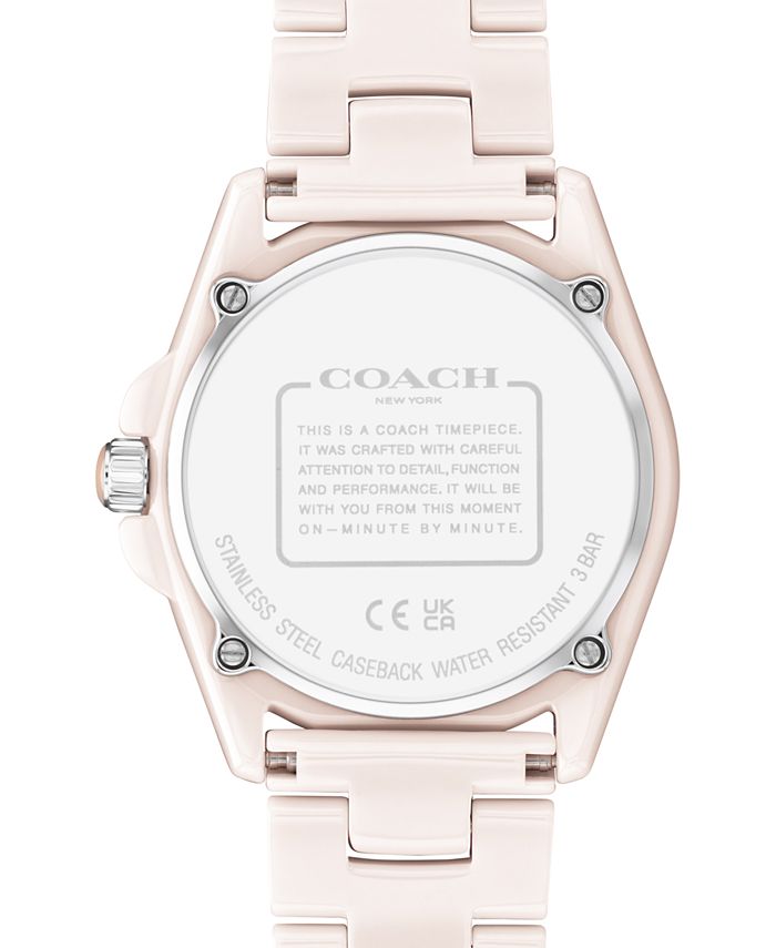 COACH Women's Greyson Soft Pink Ceramic Bracelet Watch 36mm - Macy's