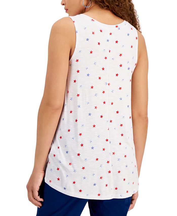 Style & Co Petite Star-Print Drapey Tank Top, Created for Macy's - Macy's