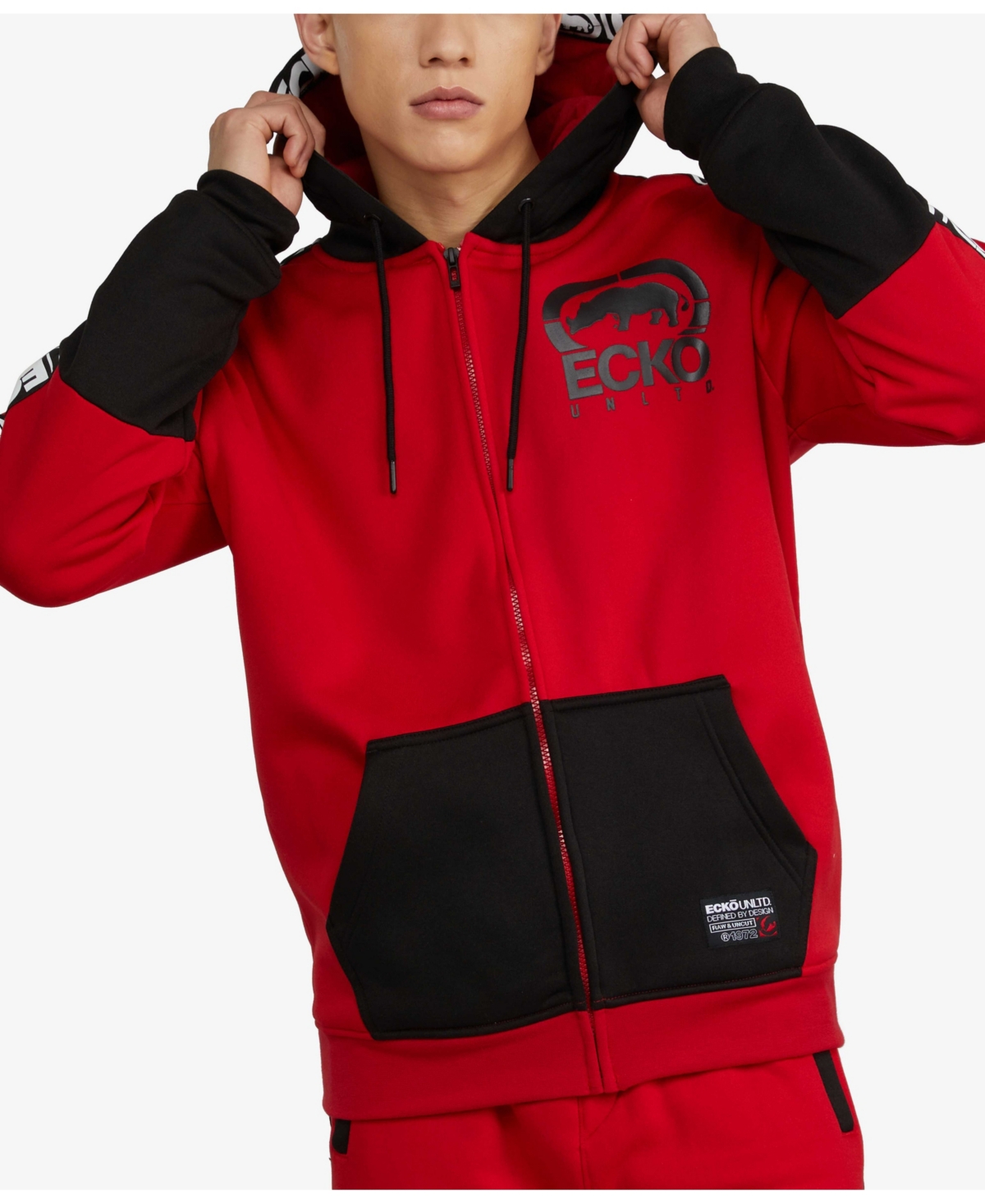 Ecko Unltd Men's Big And Tall Basic Blocked Tape Hoodie In Red | ModeSens