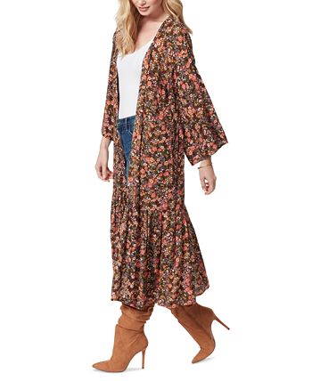 Jessica Simpson Leilani Floral-Print Tiered Kimono Top - Macy's