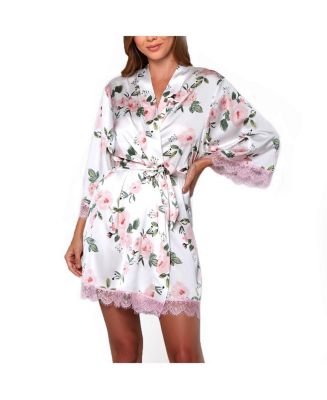 Women's Willow Satin with Lace Robe - Macy's