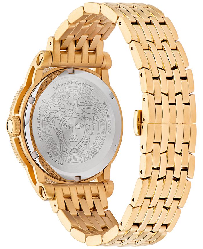 Versace Men's Swiss V-Palazzo Gold Ion Plated Stainless Steel Bracelet ...