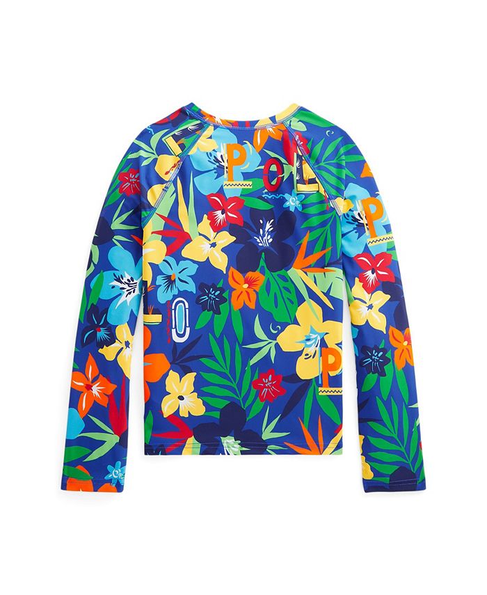 Polo Ralph Lauren Big Girls Tropical-Print Stretch Rash Guard - Macy's