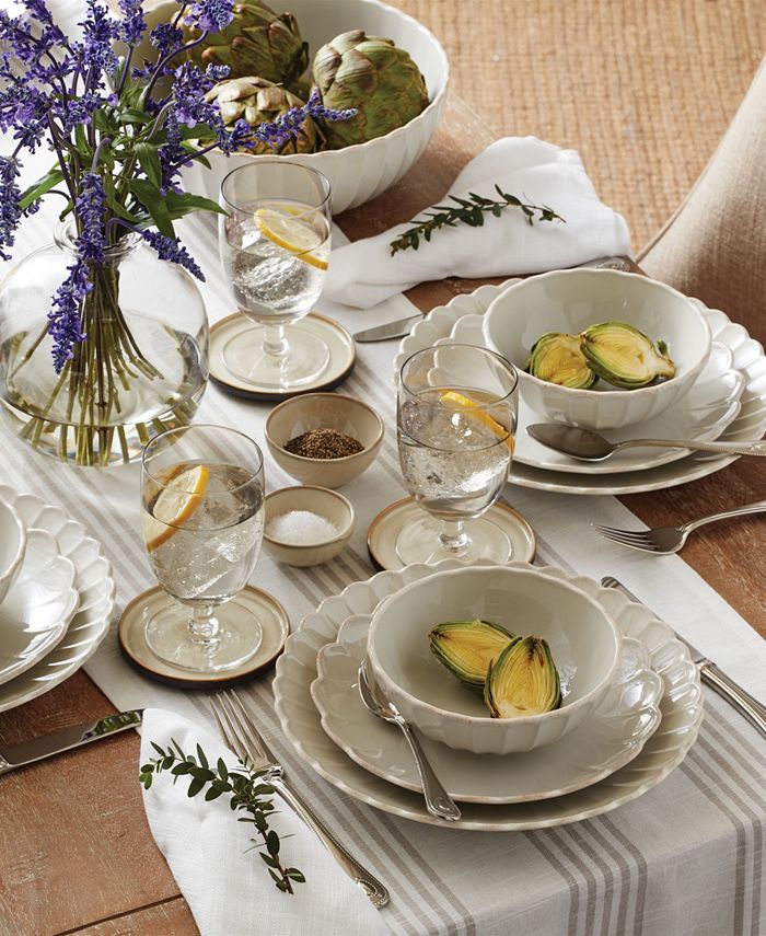 Lenox French Perle Scallop 12 Piece Dinnerware Set - Macy's