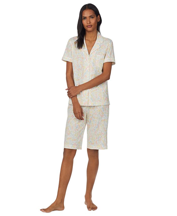 Lauren Ralph Lauren Women's Notch-Collar & Bermuda Pajama Shorts Set ...
