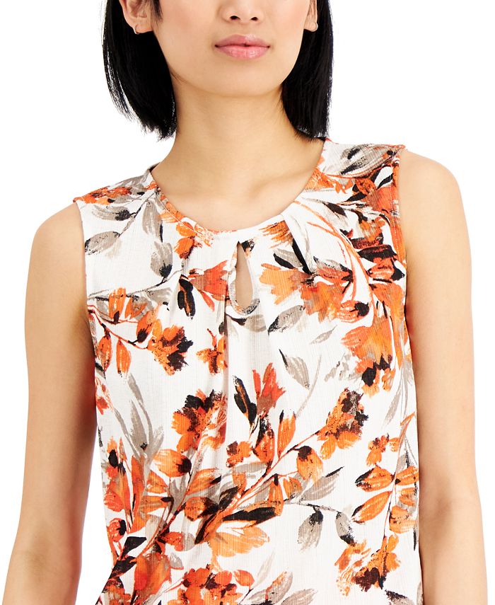 Kasper Womens Floral Print Keyhole Top Macys