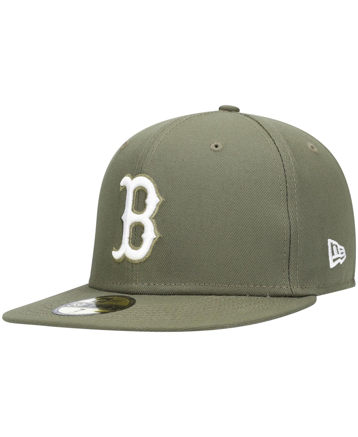 Click here for Mens Olive Boston Red Sox Logo White 59FIFTY Fitte... prices