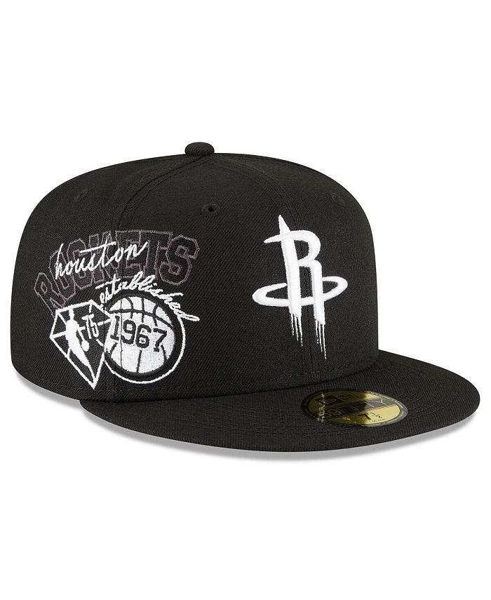 New Era Men's Black Houston Rockets Back Half Team 59FIFTY Fitted Hat ...