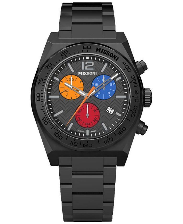 Missoni Men's Swiss Chronograph 331 Active Black Ion Plated Stainless ...
