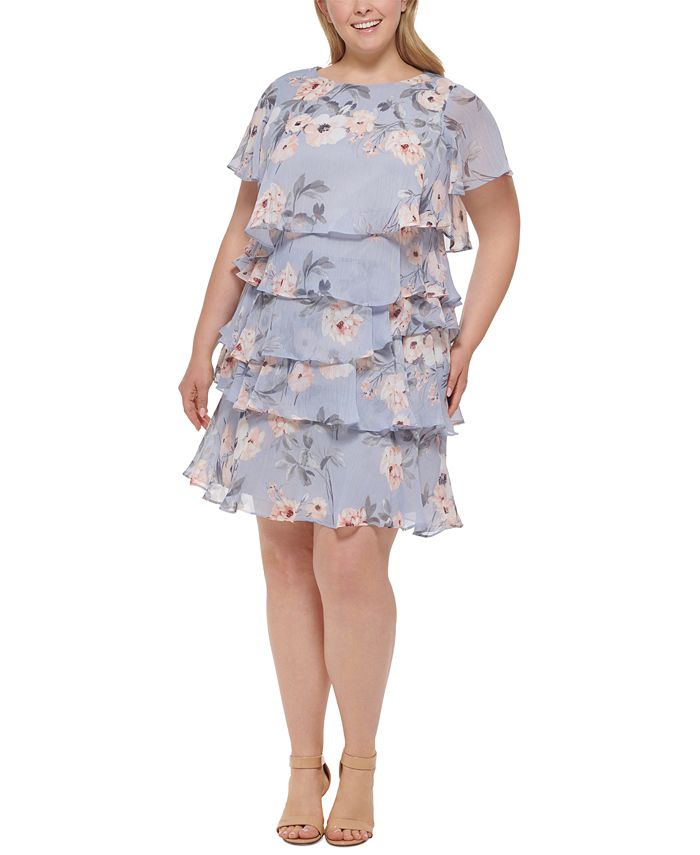 Jessica Howard Plus Size Tiered Floral Dress - Macy's