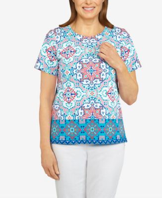 Petite Siesta Key Medallion Border Mosaic T-shirt - Macy's