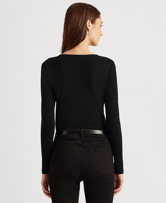 Lauren Ralph Lauren Long-Sleeve Button-Shoulder Top & Reviews - Tops ...