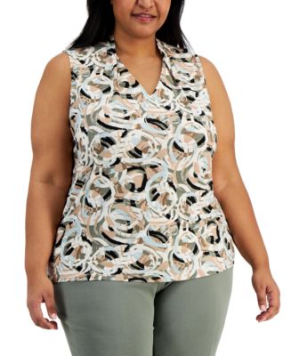 Kasper Plus Size Printed Sleeveless Top - Macy's