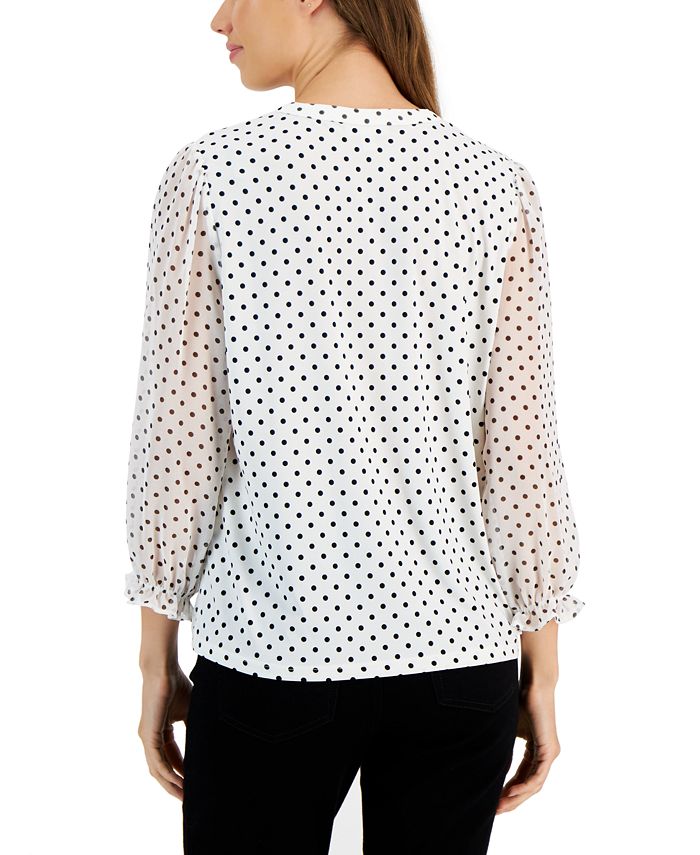 Charter Club Women's 3/4-Sleeve Pintuck Dot Blouse, Created for Macy's ...