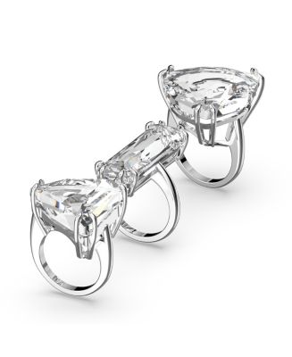 Swarovski Mesmera Cocktail 3-Pieces Rhodium Plated Ring - Macy's