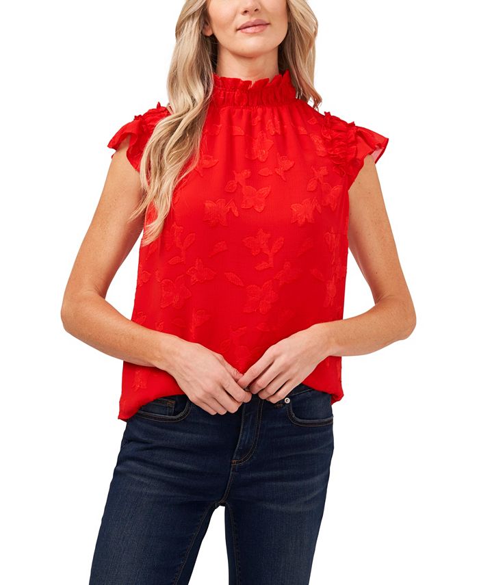 CeCe Ruffled Flutter Sleeve Blouse Top - Macy's
