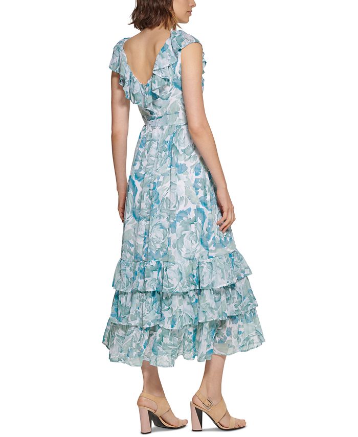 Calvin Klein Ruffled Tiered Maxi Dress - Macy's
