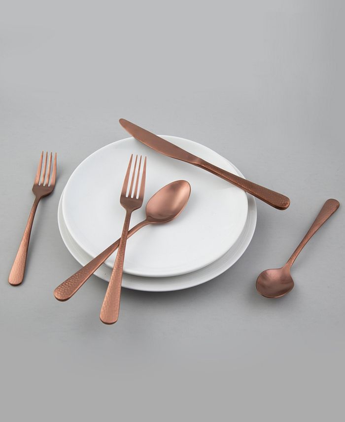 Cambridge Silversmiths Keene Hammered Satin 20-Piece Flatware Set ...