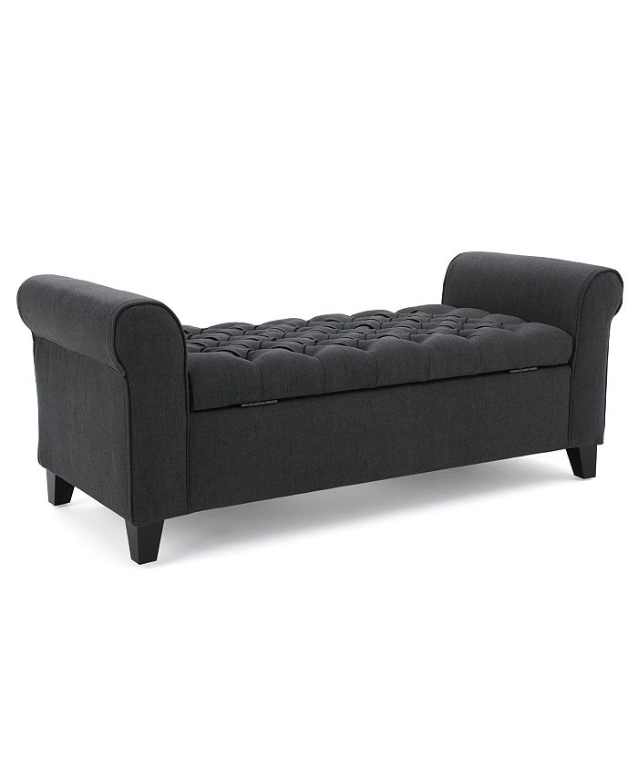 Noble House Keiko Contemporary Rolled Arm Storage Ottoman Bench Macys
