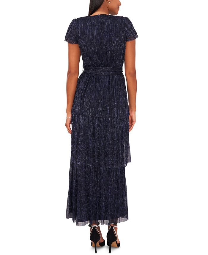MSK Women's Belted Metallic Maxi Dress - Macy's