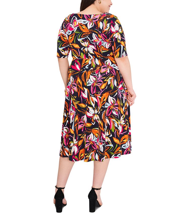 MSK Plus Size Printed Midi Dress - Macy's