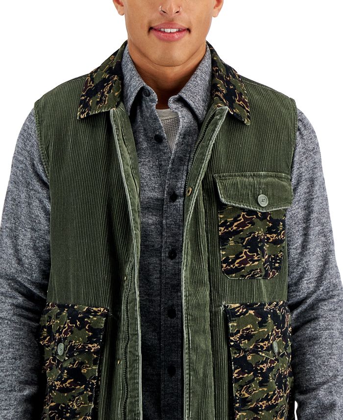 Sun + Stone Men's Beck Regular-Fit Camo Colorblocked Corduroy Vest ...