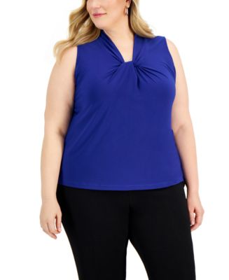Kasper Plus Size Knot Sleeveless Top - Macy's