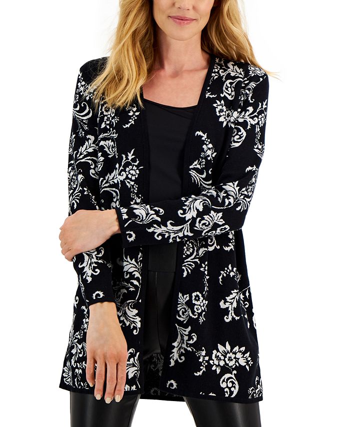 JM Collection Petite Candlelight Stories Jacquard Cardigan, Created for ...