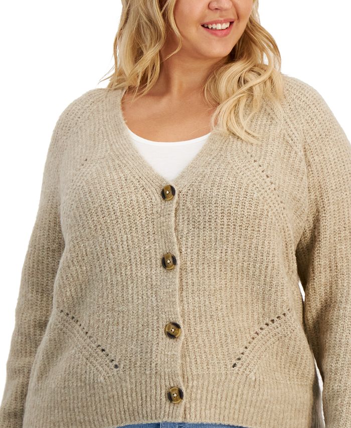 Style & Co Plus Size Boyfriend Cropped Cardigan, Created for Macy's ...