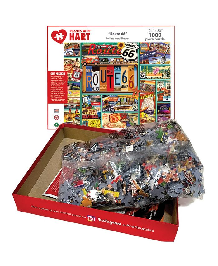 Hart Puzzles Route 66, 24" x 30" By Kate Ward Thacker Set, 1000 Pieces ...