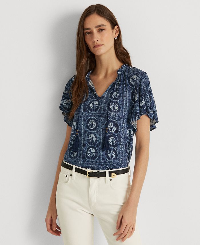 Lauren Ralph Lauren Geo Print Jersey Top Macys