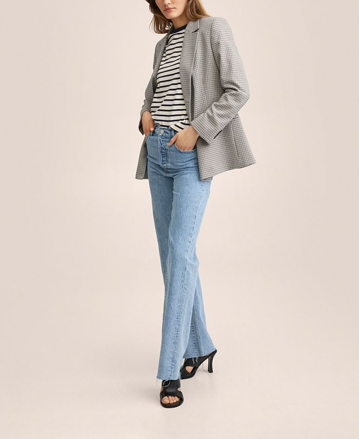 MANGO Women's Double-Breasted Check Blazer - Macy's