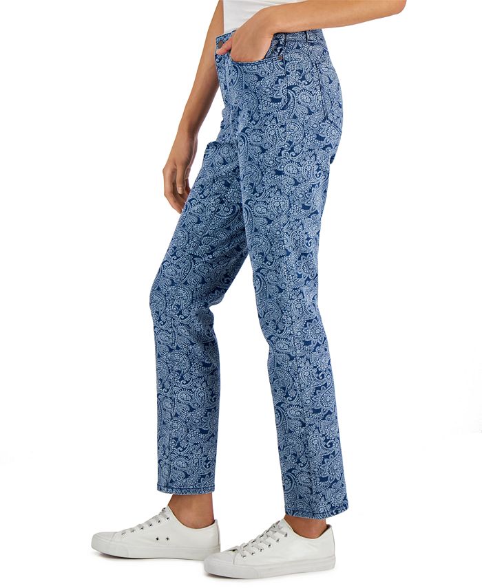 Charter Club Petite Lexington Paisley Denim Straight-Leg Jeans, Created ...