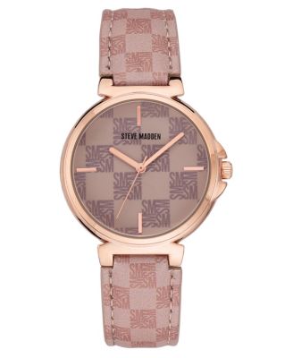 Steve Madden Women's Blush Pink Polyurethane Checkered Leather Strap ...