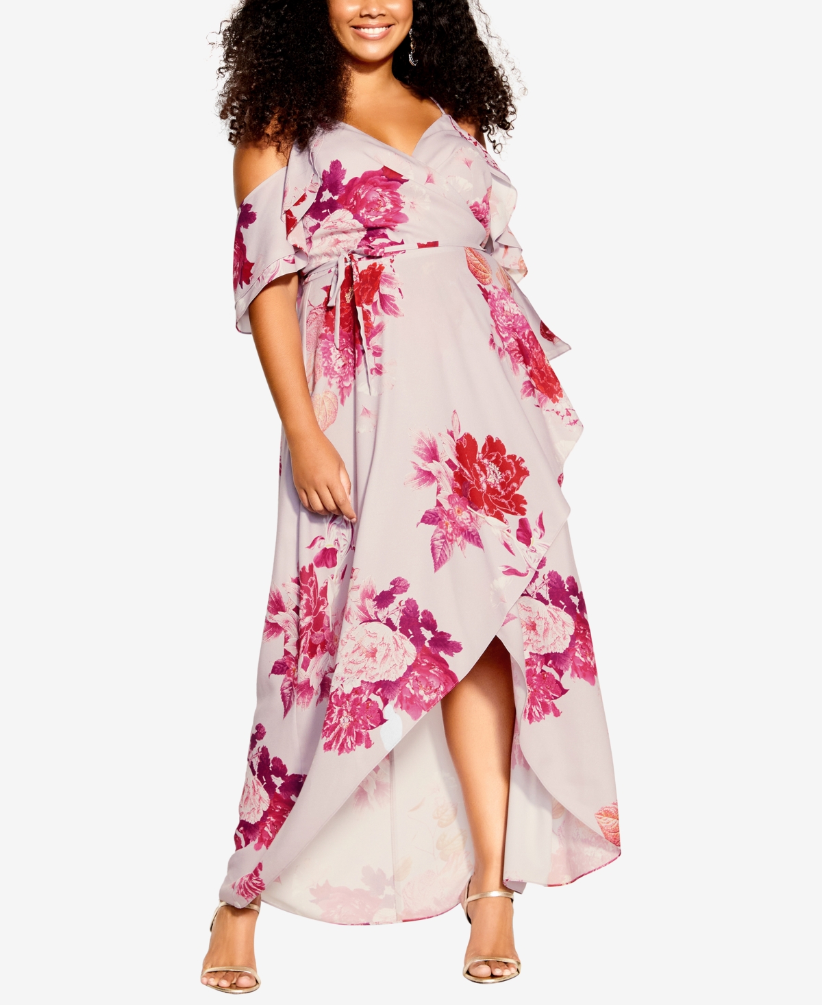City Chic Trendy Plus Size Sakura Maxi Dress In Sakura Floral Modesens