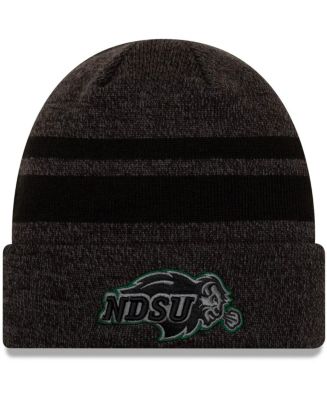 Men's New Era Black and Heathered Gray NDSU Bison Static Flip Cuffed ...