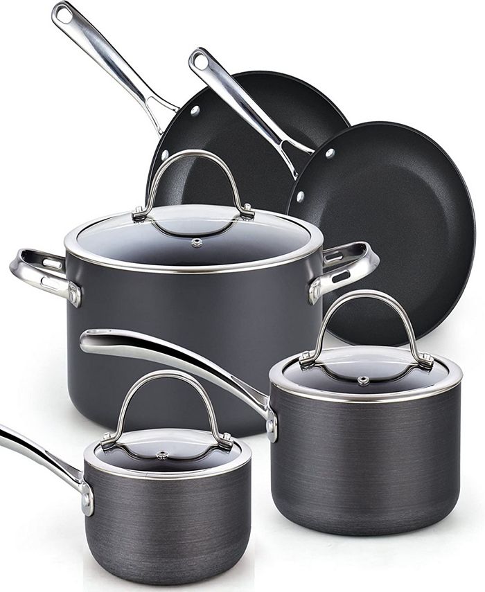 Cooks Standard 8-Piece Nonstick Hard Anodized Cookware Set,Black - Macy's